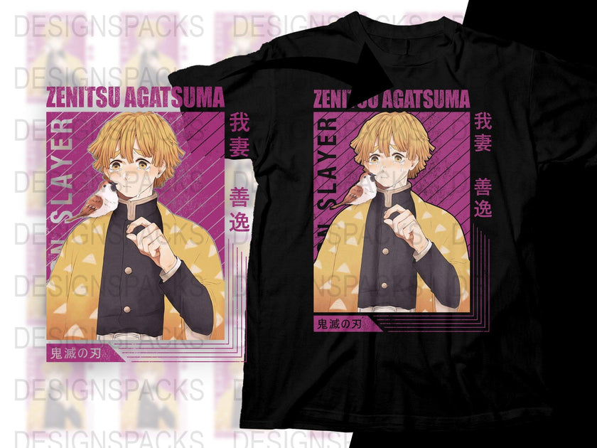 Zenitsu Agatsuma Crying Anime Graphic on Png Digital Download