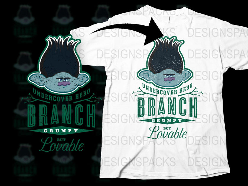 Undercover Hero Branch Grumpy Lovable Png Digital Download