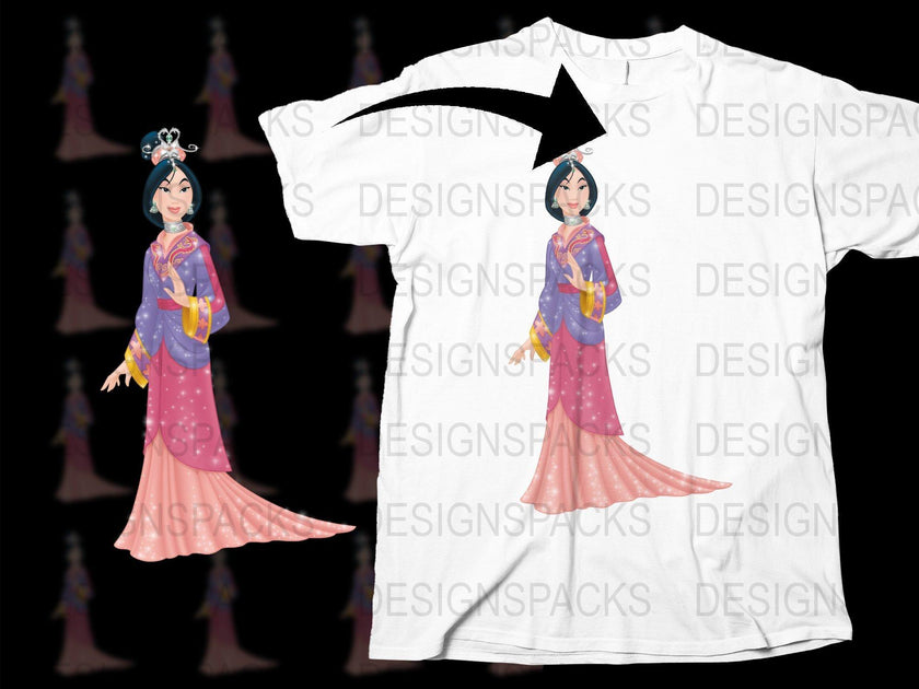 Elegant Princess Mulan Design Graphic Png Digital Download