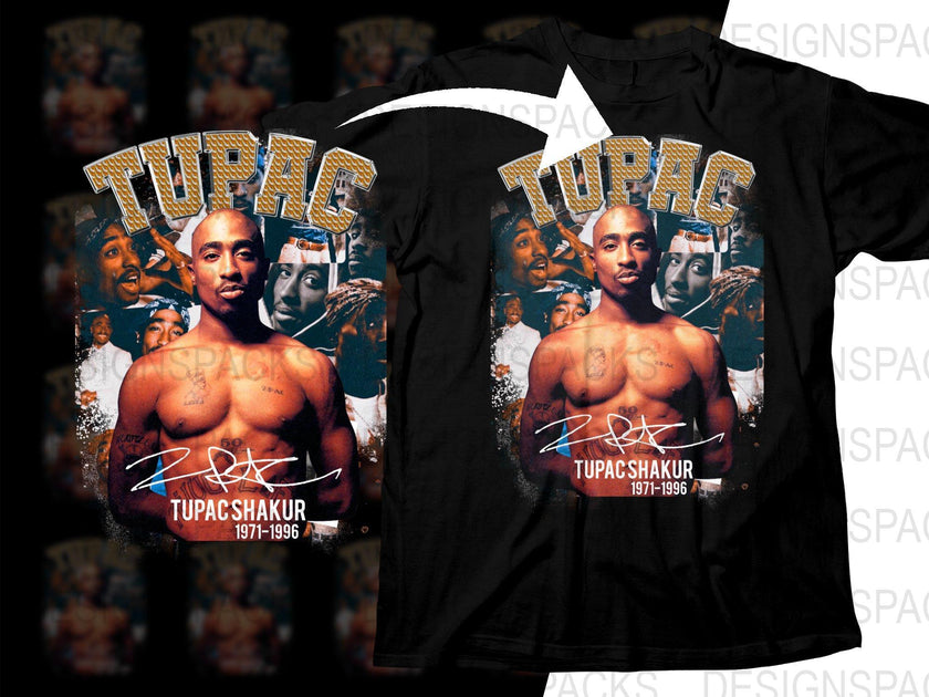 Vintage Tupac Shakur Collage Art 1971-1996 Png Digital Download