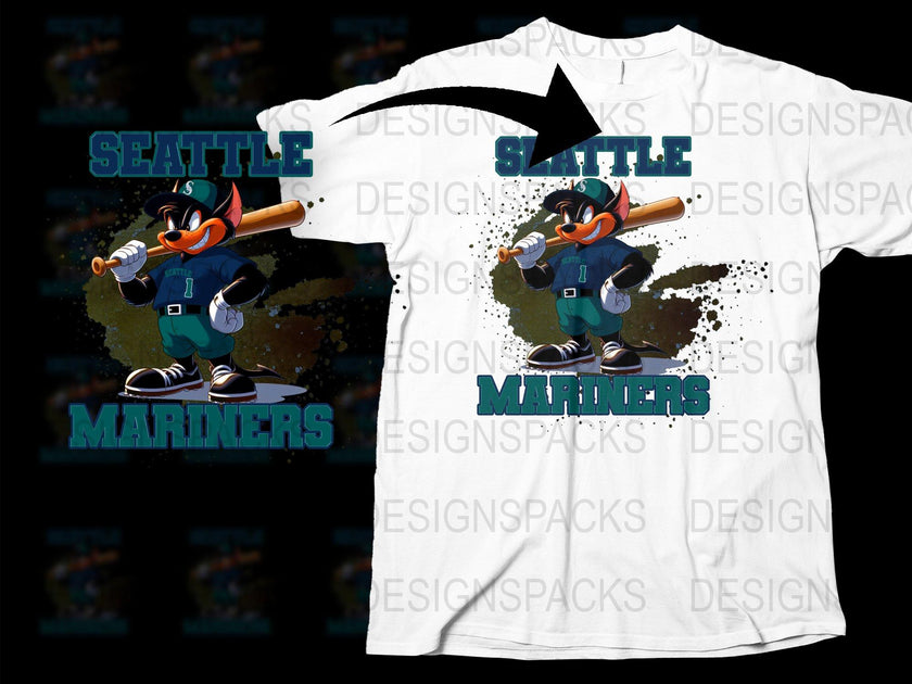 Seattle Mariners Cartoon Character Graphic Png Digital Download