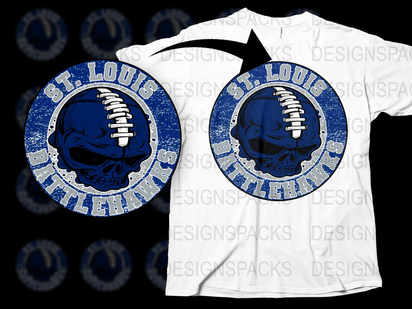 St Louis Battlehawks Skull Logo Design Png Digital Download