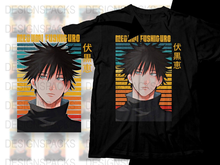 Megumi Fushiguro Artistic Design Vintage Style Png Digital Download