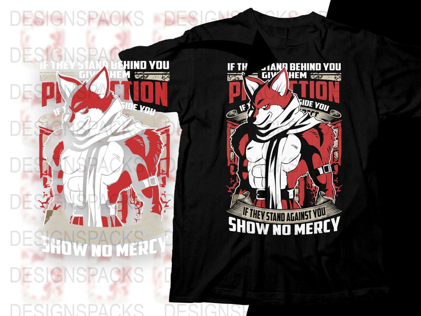 Fierce Red Fox Warrior Stance No Mercy Png Digital Download
