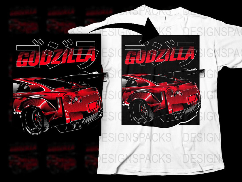 Epic Godzilla Racing Car Png Digital Download