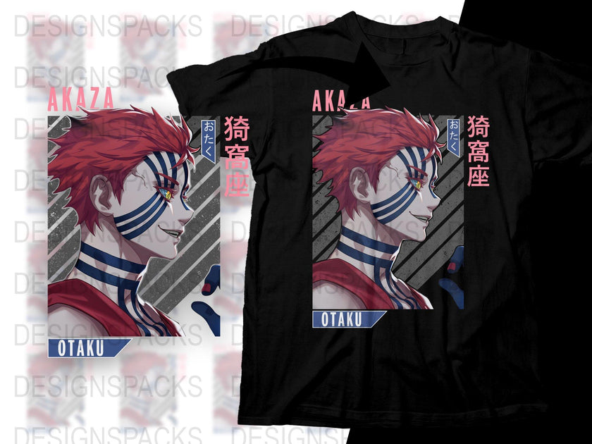 Bold and Striking Akaza Design Anime Graphic Png Digital Download