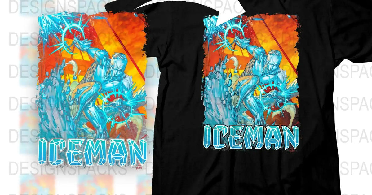 Iceman Comics Superhero Themed Graphic Png Digital Download – DESIGNSPACKS