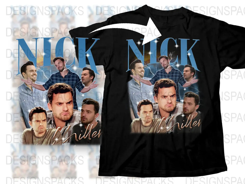 New Girl Nick Miller Multiple Faces Bootleg Style Png Digital Download