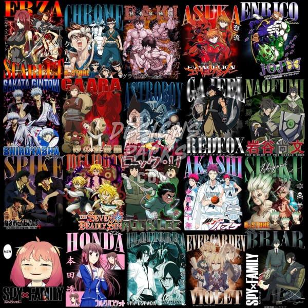 20 Anime Bootleg Mix V3 Designs Bundle PNG