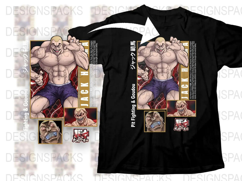 Baki Hanma Jack Hanma Anime Fight Scene Design Png Digital Download
