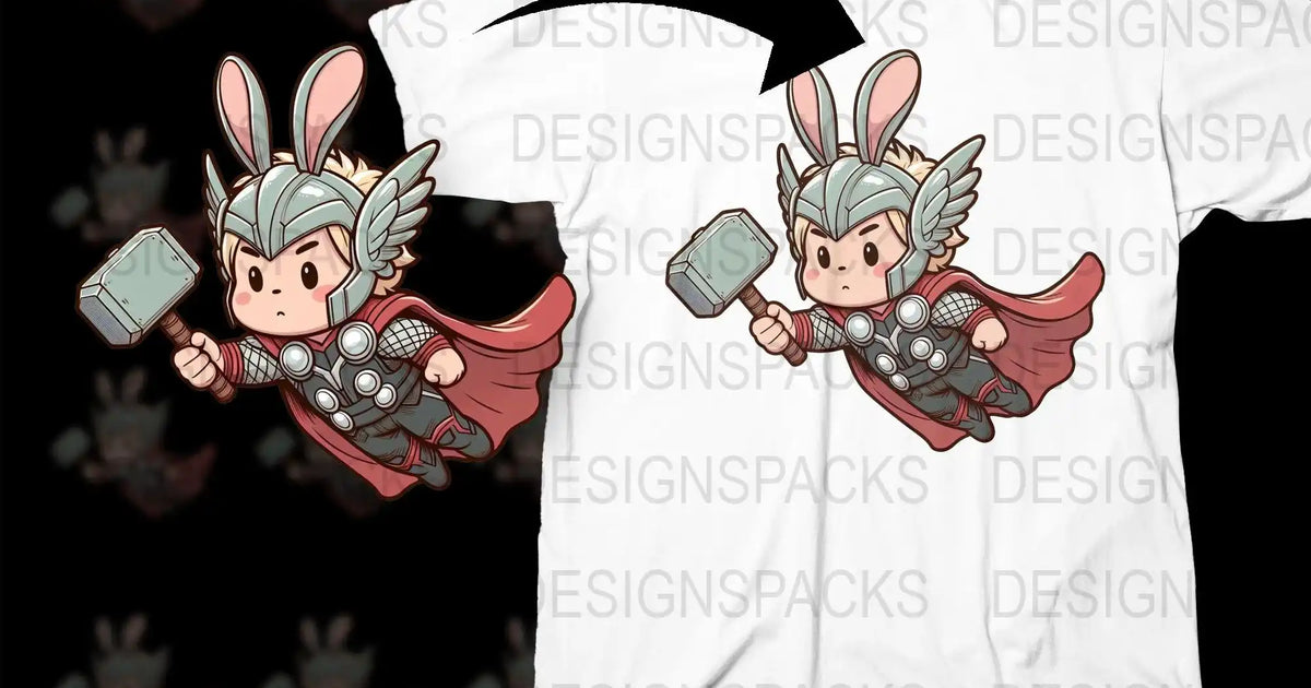Thor Bunny Easter Day Marvel Chibi Superhero Png Digital Download ...