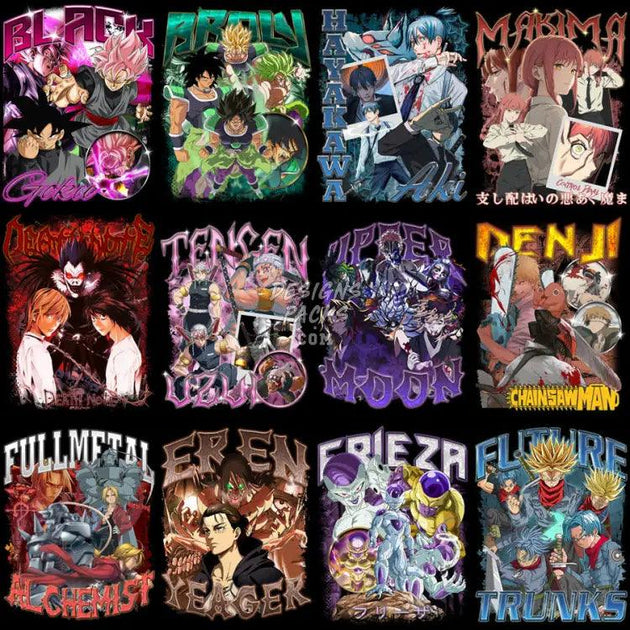 22 Anime Bootleg Mix V12 Designs Bundle PNG