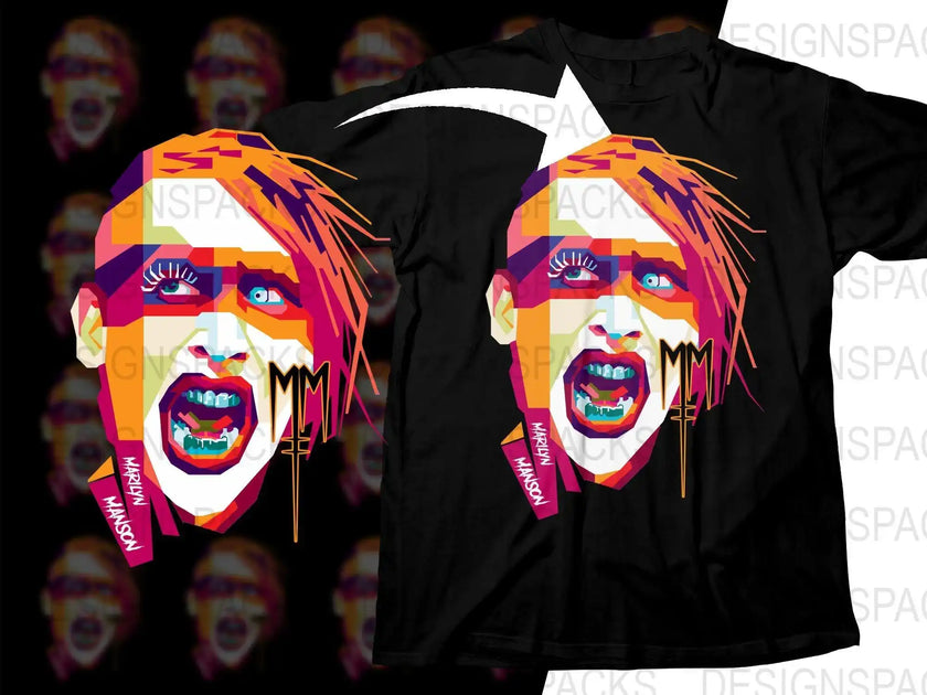 Colorful Geometric Marilyn Manson Artwork Graphic Face Png Design Digi