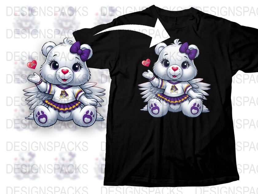ECU Pirates Teddy Bear Holding Heart Png Digital Download