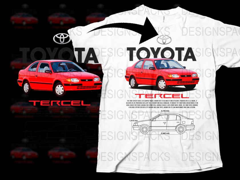 Toyota Tercel Red Car Graphic Automotive Design Png Digital Download