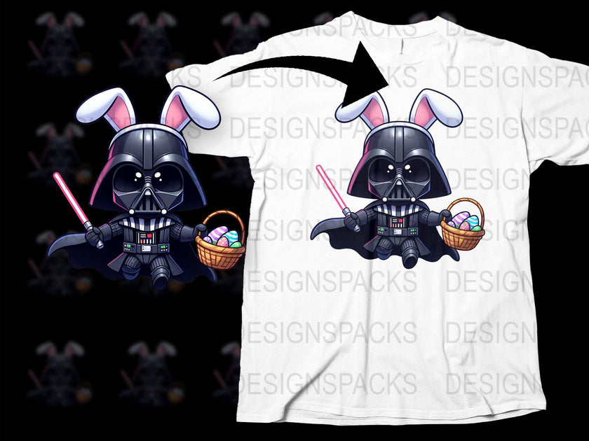 Darth Vader Easter Bunny with Basket Graphic Png Digital Download