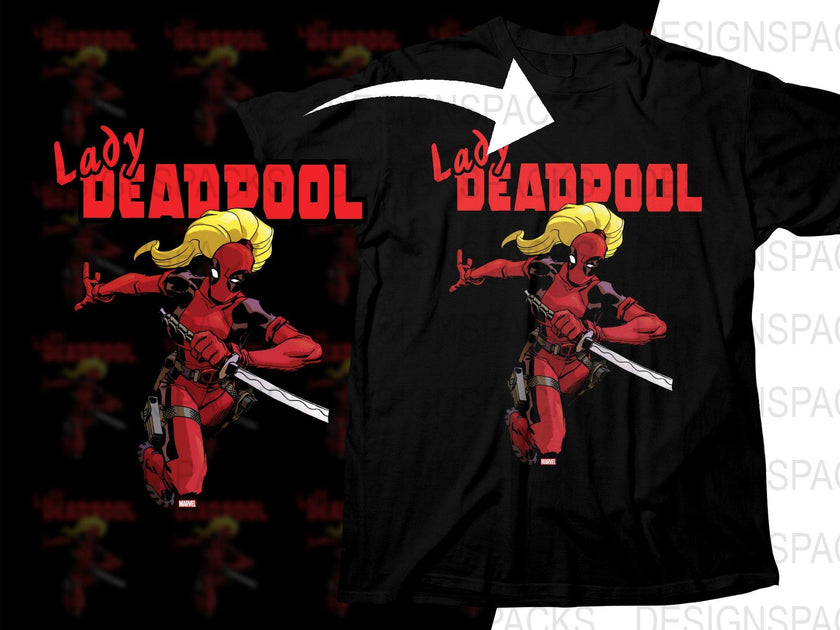 Lady Deadpool with Blonde Hair Graphic Png Digital Download