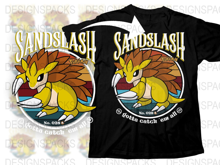 Vintage Sandslash Poke Ball Design Graphic Png Digital Download
