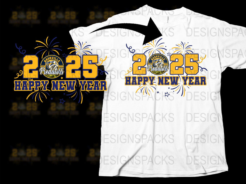 Nashville Predators 2025 Happy New Year Png Digital Download