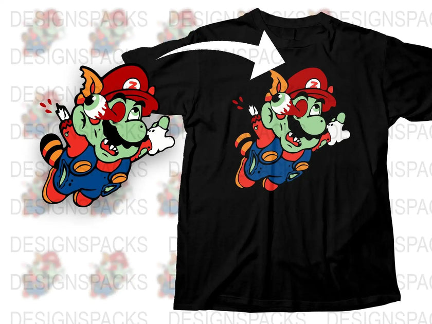 Zombie Mario Parody Graphic Design Png Digital Download