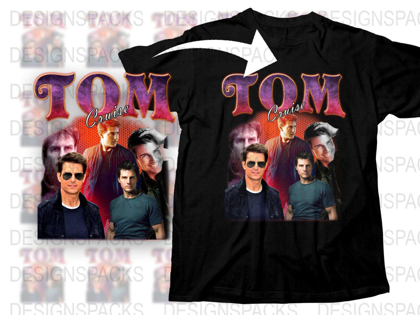Tom Cruise Collage Classic Graphic Design Vintage Bootleg Png Digital