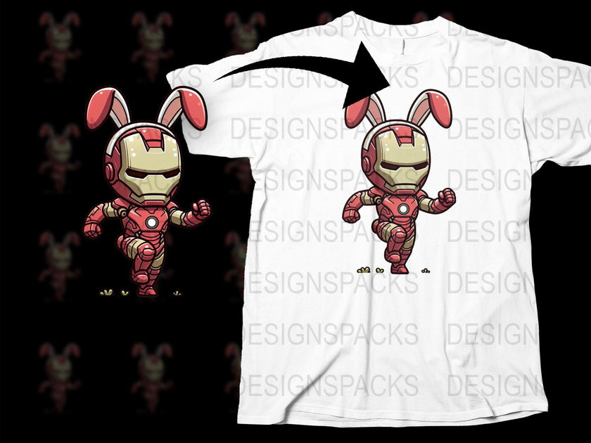 Adorable Iron Man Bunny Design Easter Png Digital Download