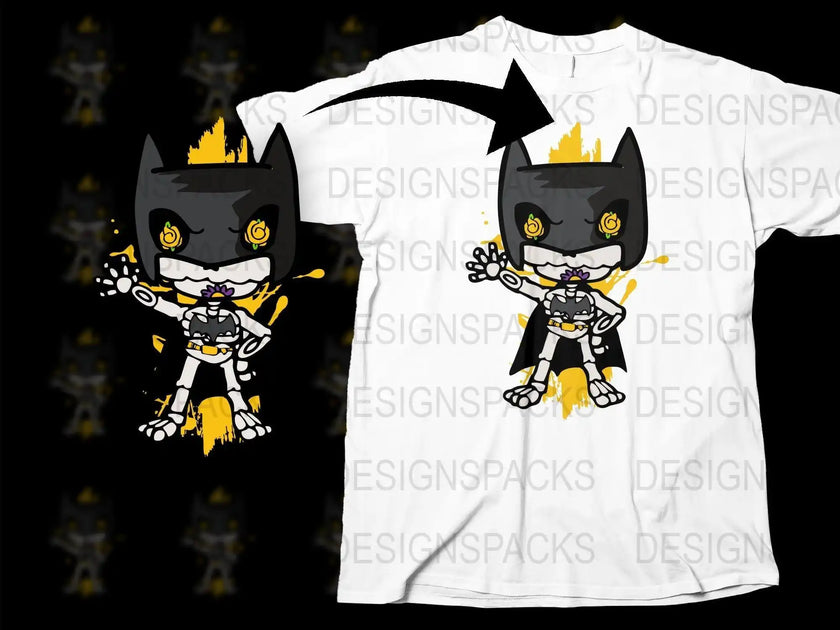 Bold Skeleton Batman Design Graphic Png Digital Download