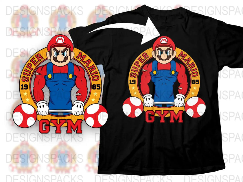 Super Mario Themed Muscle Builder GYM Fitness Png Digital Download