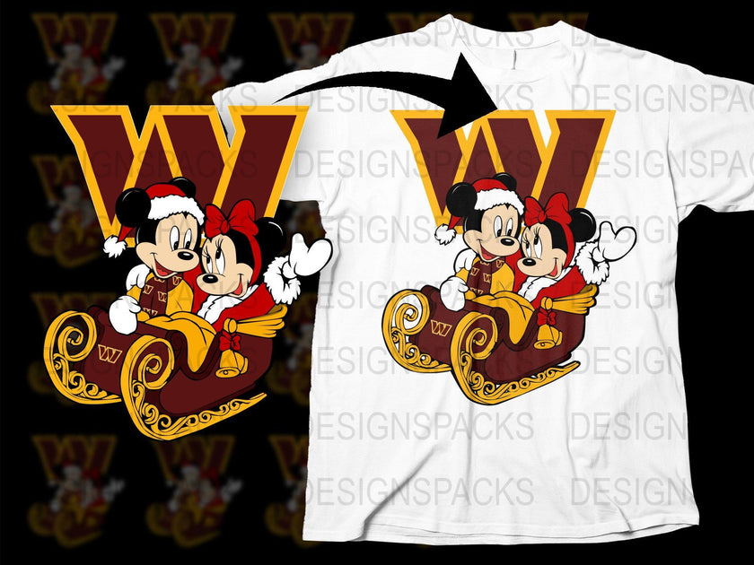 Washington Commanders Mickey Mouse Christmas Png Digital Download
