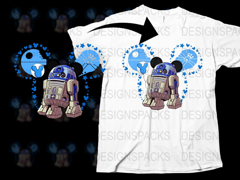 Adorable R2-D2 Valentine Day Themed Png Digital Download with Hearts