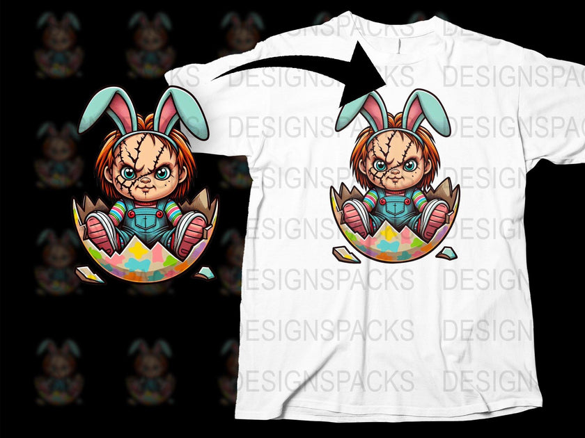 Chucky Easter Bunny Breaking Egg Graphic Png Digital Download