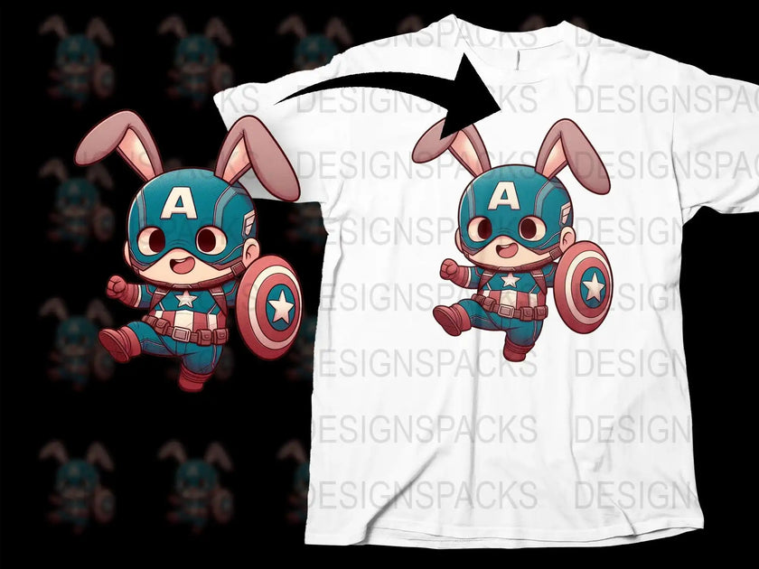 Captain America with Easter Bunny Ears Png Digital Download
