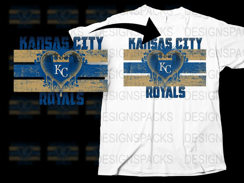 Kansas City Royals Heart Design Png Digital Download