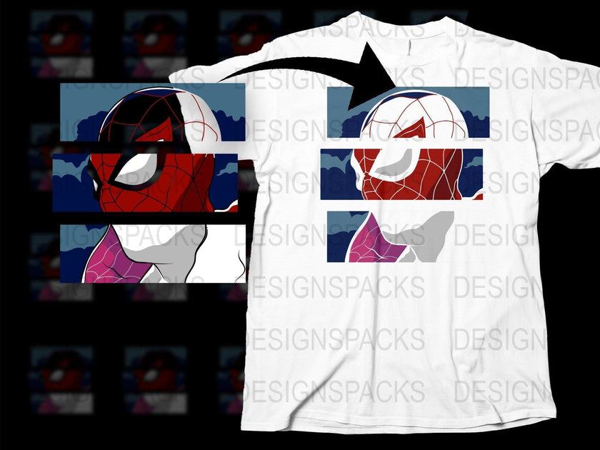 Spider-Man Split Design Graphic Png Digital Download
