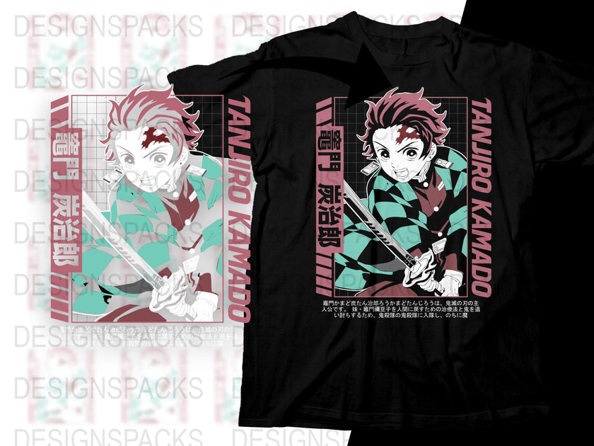 Striking Tanjiro Kamado Graphic Design Png Digital Download