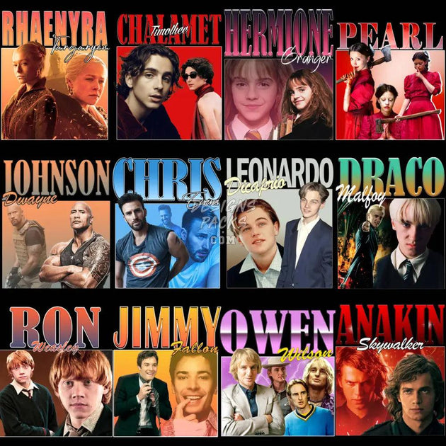 30 Movies Stars Homage Designs Bundle PNG