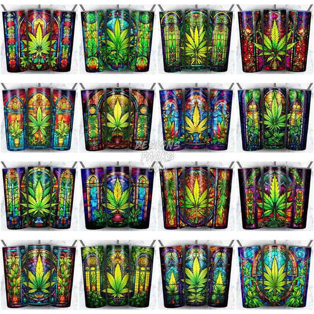 30 WEED STAINED GLASS Tumbler Wrap Bundle JPG