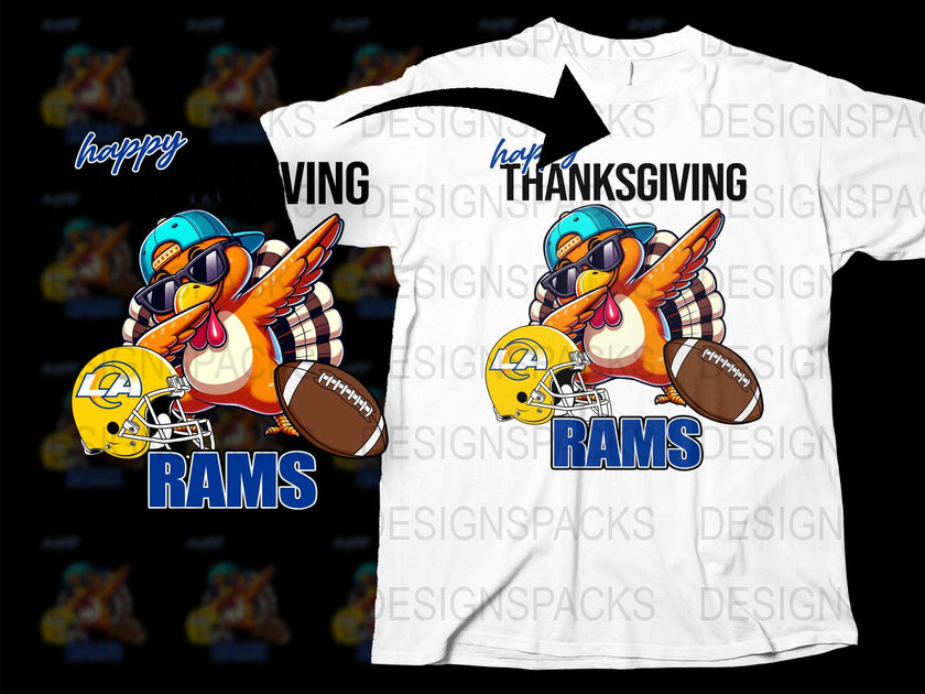 Dabbing Turkey Thanksgiving Los Angeles Rams Png Digital Download
