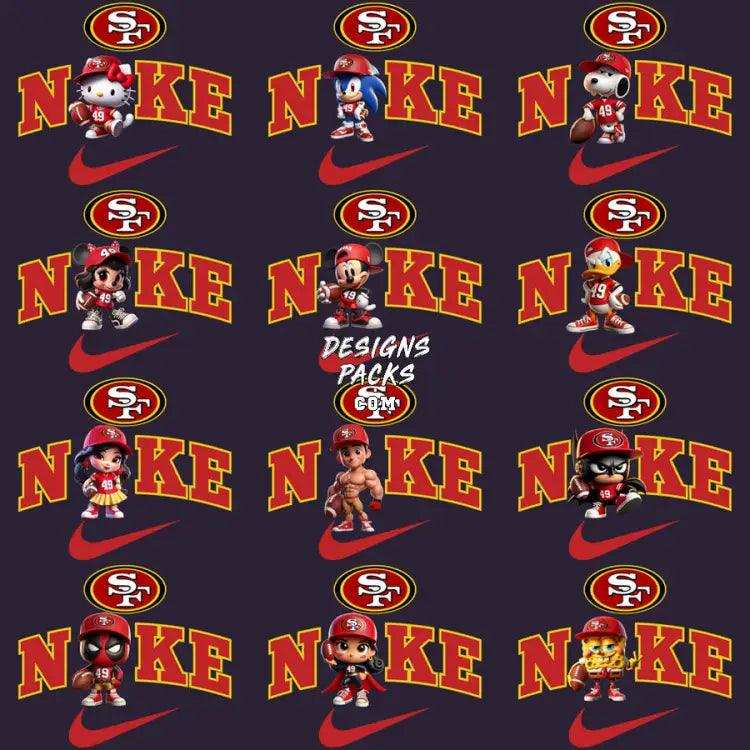 31 Football San Francisco Team 49ers Cartoon Swoosh Designs Bundle PNG