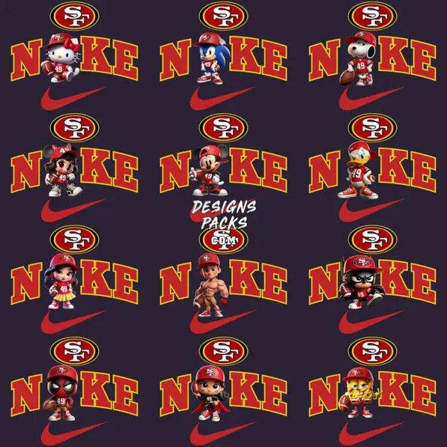 31 Football San Francisco Team 49ers Cartoon Swoosh Designs Bundle PNG