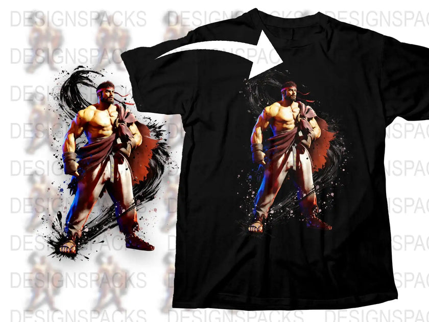Ryu Street Fighter Design Graphic Png Digital Download