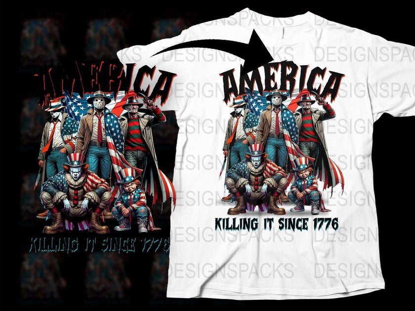 America Horror Characters Killing It Since 1776 Png Digital Download