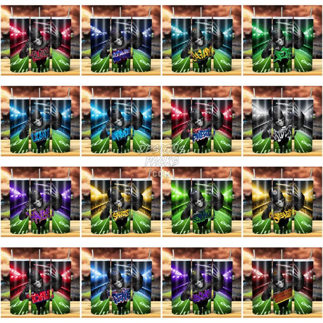 32 Football Teams SKELETON MIDDLE FINGER Tumbler Wrap Bundle JPG