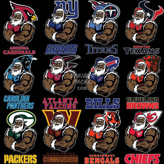 32 Santa Christmas Football Teams Designs Bundle PNG