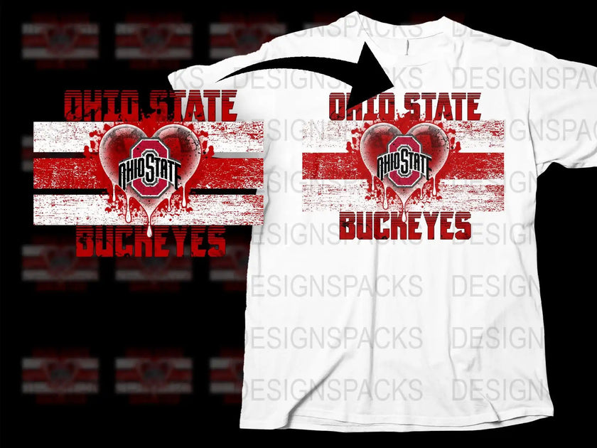 Heart Design Ohio State Buckeyes Png Digital Download