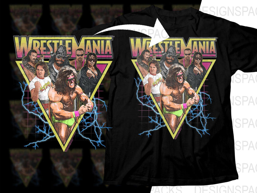 Iconic WrestleMania Legends Graphic Design Png Digital Download