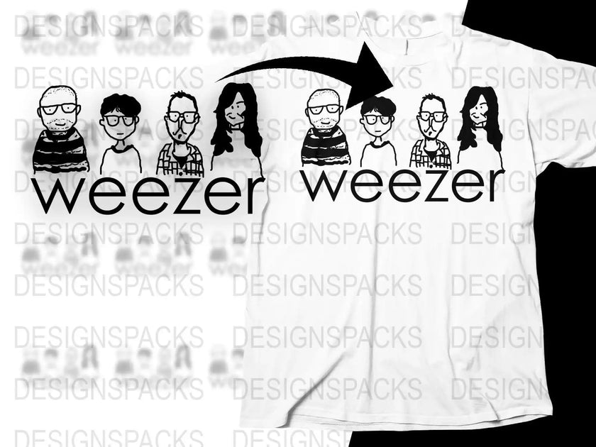 Weezer Cartoon Rock Band Members Graphic Png Design Digital Download ...