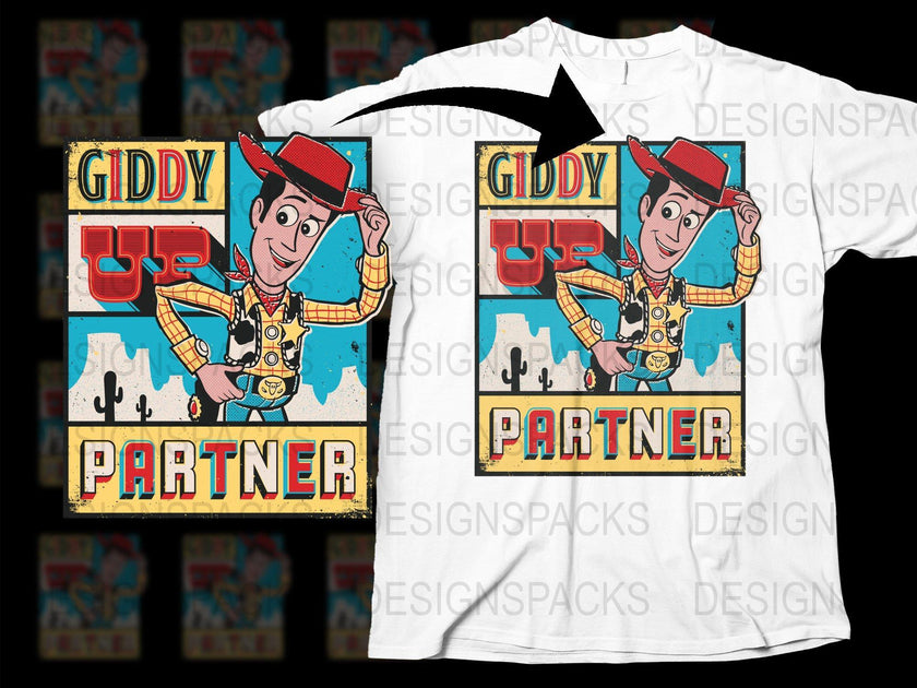 Giddy Up Partner Graphic Cowboy Character Png Digital Download