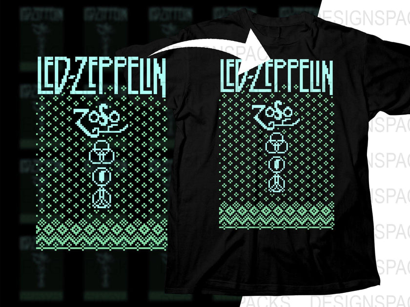 Led Zeppelin Christmas Themed Graphic Png Digital Download