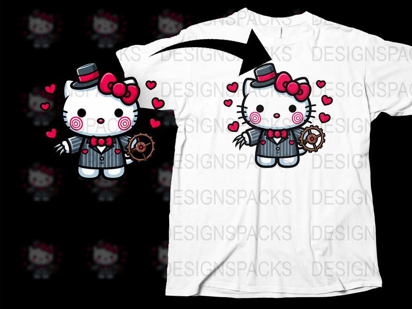 Steampunk Hello Kitty Valentine Design Png Digital Download